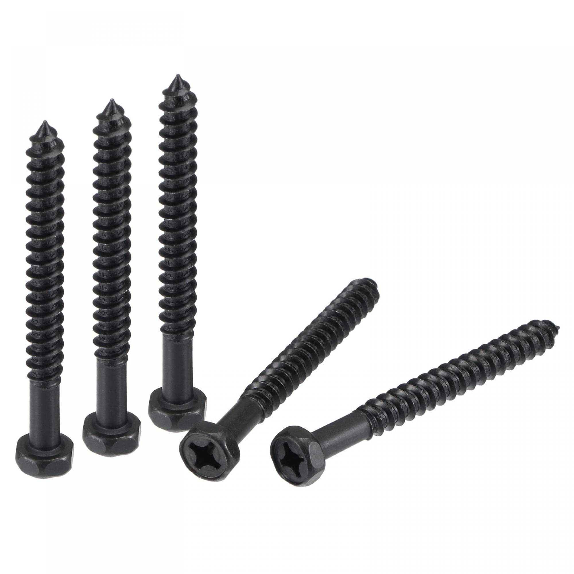 uxcell Hex Lag Screws 1/4" x 2-1/2" Carbon Steel Phillips Head Half Thread Self-Tapping Bolts for Deck Building or Joining Lumber 10pcs