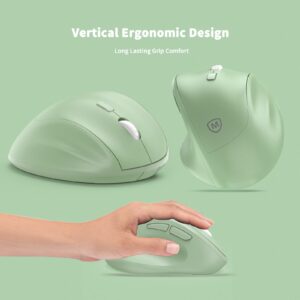 Ergonomic Wireless Mouse 2024 New, Updated Smaller Ergo Mouse with USB Receiver for PC Computer, Laptop and Desktop, Vertical Mouse with Silent Clicks Long Battery Life Up to 1600 DPI, Green