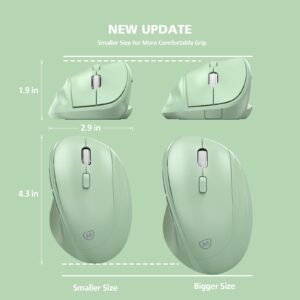 Ergonomic Wireless Mouse 2024 New, Updated Smaller Ergo Mouse with USB Receiver for PC Computer, Laptop and Desktop, Vertical Mouse with Silent Clicks Long Battery Life Up to 1600 DPI, Green