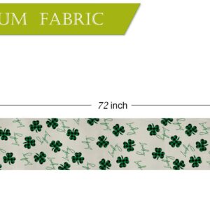 St Patricks Day Table Runner Shamrock Lucky Green Long Burlap Spring Holiday Kitchen Dining Banquet Indoor Outdoor Decorations Family Party Decor 13 x 72 Inch