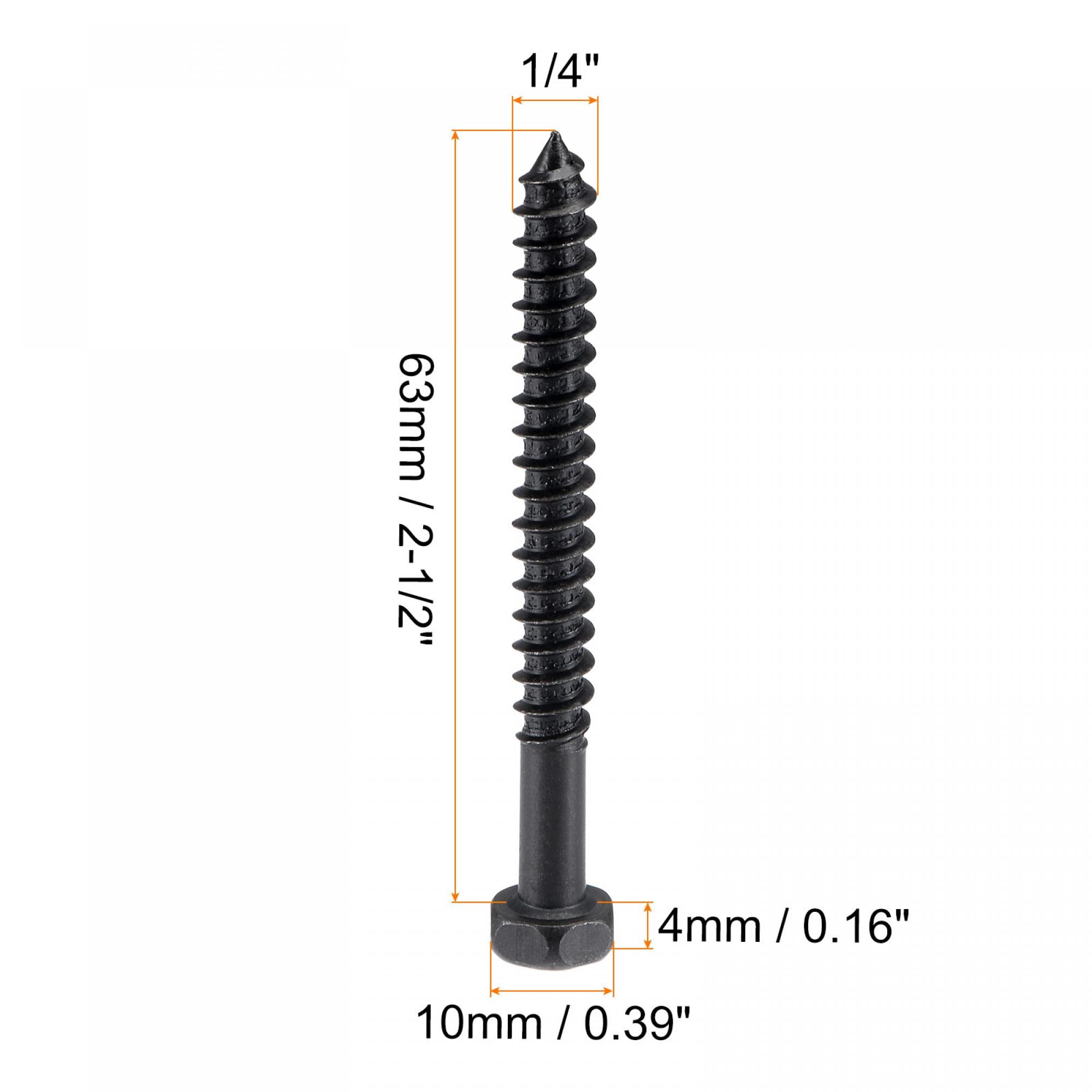 uxcell Hex Lag Screws 1/4" x 2-1/2" Carbon Steel Phillips Head Half Thread Self-Tapping Bolts for Deck Building or Joining Lumber 10pcs