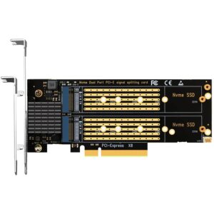 glotrends pa21 dual m.2 nvme to pcie 4.0 x8 adapter without pcie bifurcation function, support 22110/2280/2260/2242/2230 size (pcie bifurcation motherboard is required)