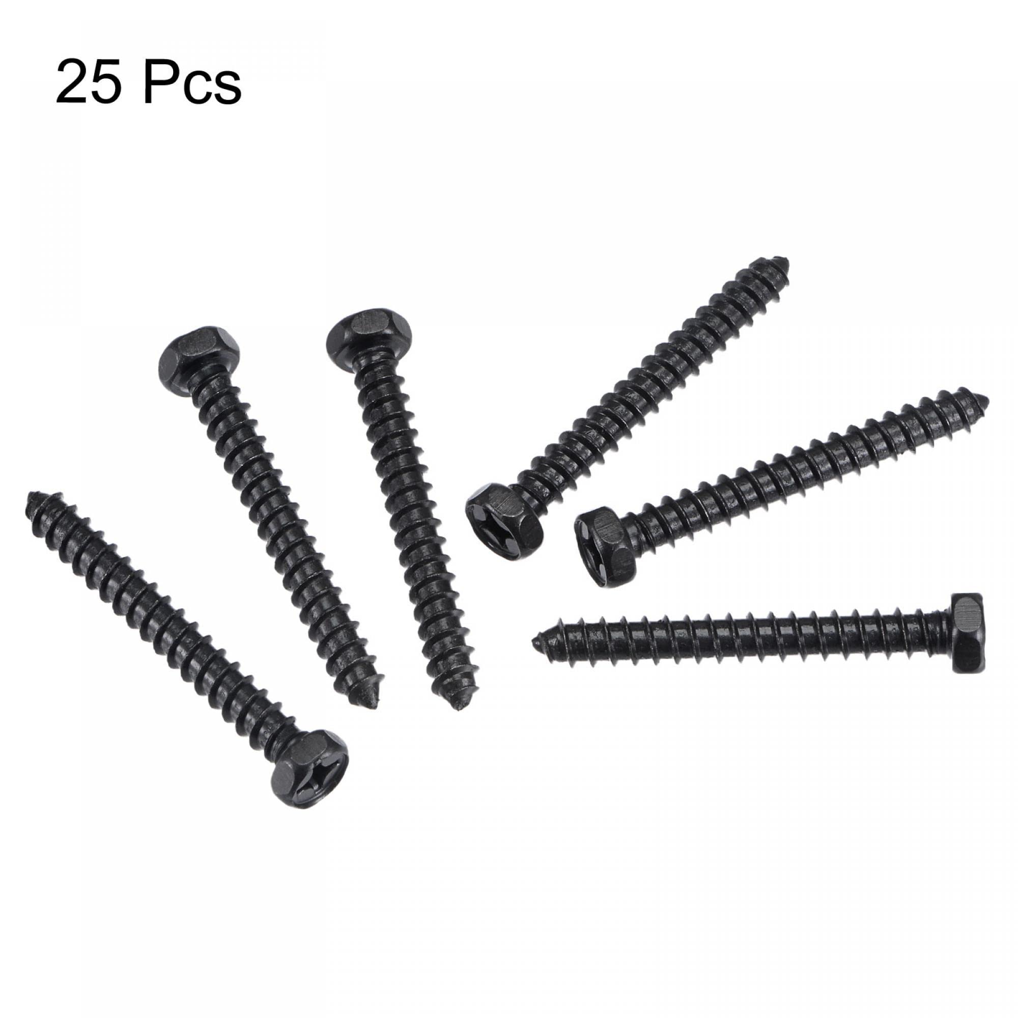 uxcell Hex Lag Screws 1/4" x 2" Carbon Steel Phillips Head Half Thread Self-Tapping Bolts for Deck Building or Joining Lumber 25pcs