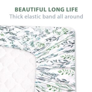 Crib Sheet and Baby Blanket, Green Leaf