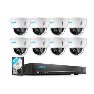 reolink 4k poe outdoor security cameras, 5x optical zoom, ik10 vandal-proof, smart human/vehicle detection, 8x rlc-842a bundle with 1x reolink 4k 16 channel with 4tb hard drive poe nvr, rln16-410