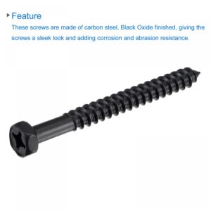 uxcell Hex Lag Screws 1/4" x 2-1/2" Carbon Steel Phillips Head Half Thread Self-Tapping Bolts for Deck Building or Joining Lumber 10pcs