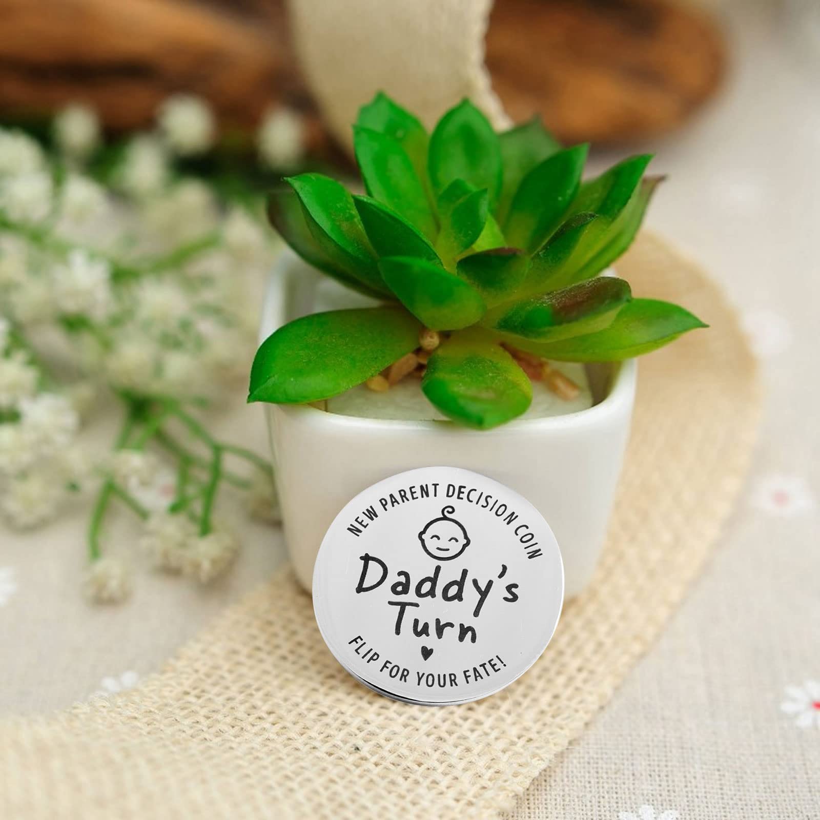 BBXWANG Pregnancy Gifts for First Time Moms, Double-Sided Metal Decision Coin Gifts for New Mom, Gifts for New Parents, Mom, Dad