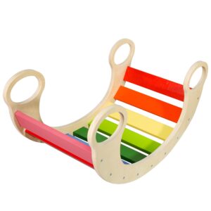 nautical beach decor waldorf wooden rocking play (rainbow)