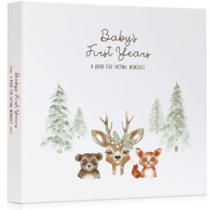 timeless woodland baby memory book - gender neutral first 5 year scrapbook to record milestones from birth to age 5