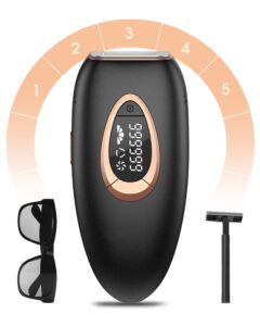 lzstop hair removal for woman and man,ipl device, permanent painless removal, upgrade 999,999 flashes lifetime to use, at-home use facial ,lips, arms, legs, bikini, back black