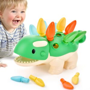 bahiaklo baby dinosaur montessori toy, 6 12 9 18 months old toddler learning toy, development fine motor sensory toy, baby gifts for 1 2 one two year old baby boy girl