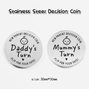 BBXWANG Pregnancy Gifts for First Time Moms, Double-Sided Metal Decision Coin Gifts for New Mom, Gifts for New Parents, Mom, Dad