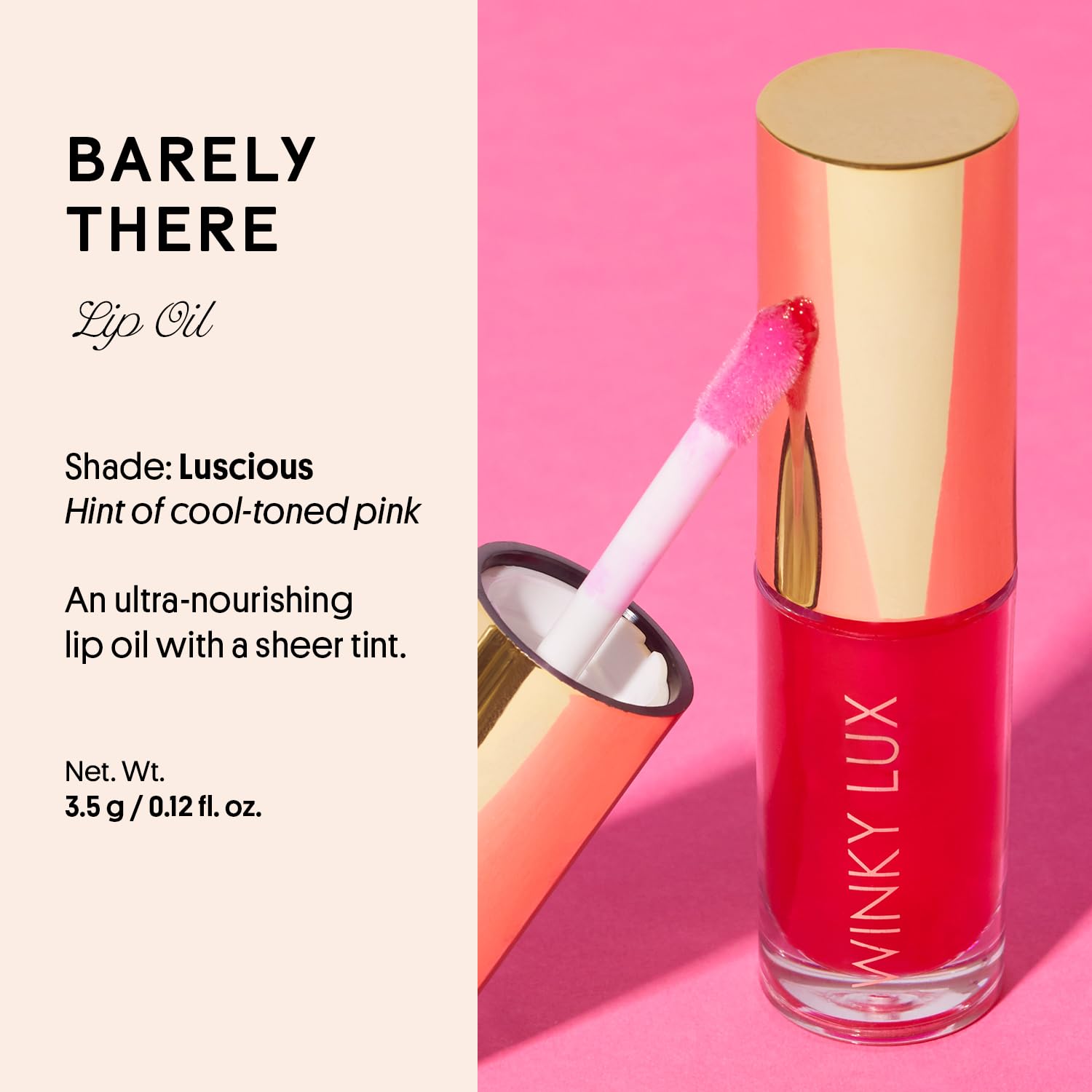 Winky Lux Barely There Sheer Tinted Lip Oil, Hydrating Lip Gloss Tint, Tinted Pink Glossy Lip Balm, Juicy Non Sticky Lip Gloss, Pink Lip Oil & Lip Tint with Jojoba Oil, Lucious