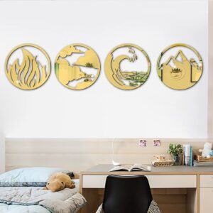 maiduoduo01 4Pcs/Set Mirror Decals Removable Lightweight Fancy Shiny 3D Mirror Decals Stickers 1 L