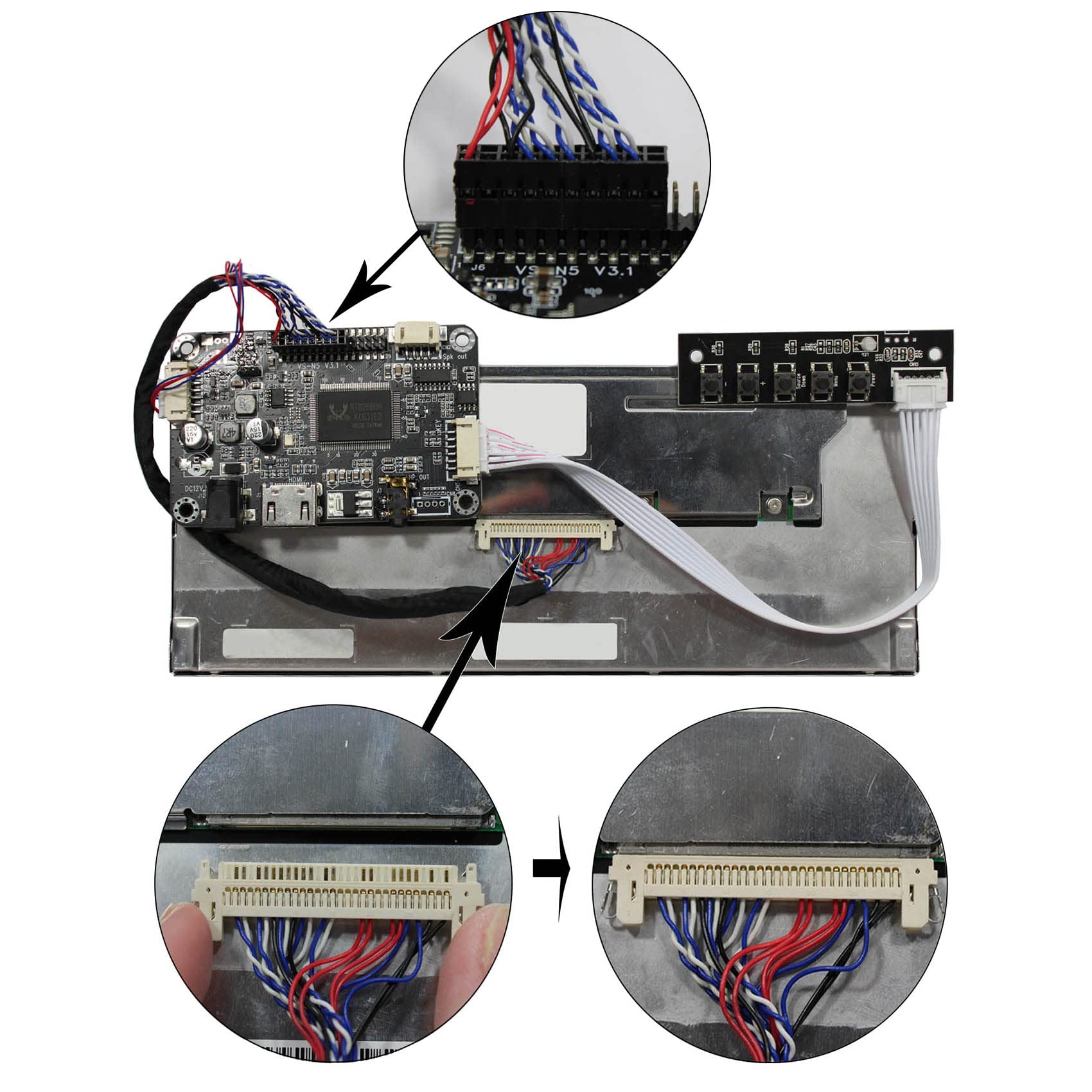 VSDISPLAY 7.8 inch 800x300 AA078AA01 500nit IPS Wide Mini LCD Screen and HDMI Controller Board