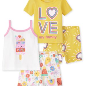 The Children's Place baby-girl and Toddler Short Sleeve Top and Shorts Pajama Set Glow-love/Popsicle 2 Pack Baby & Toddler - PJ Set 3T