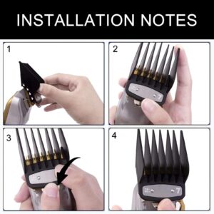 Clipper Guards Cutting Guides Compatible with Wahl Clipper with Metal Clip-from 1/16 Inch to 1 Inch(1.5-25mm)，10 Pack Black