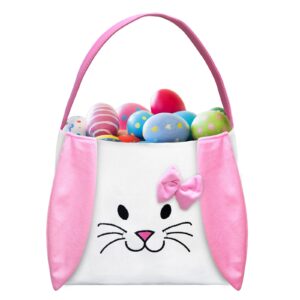 ekoropshop easter basket egg bags for kids personalized candy egg basket rabbit with fluffy ears gifts bags for easter party favor