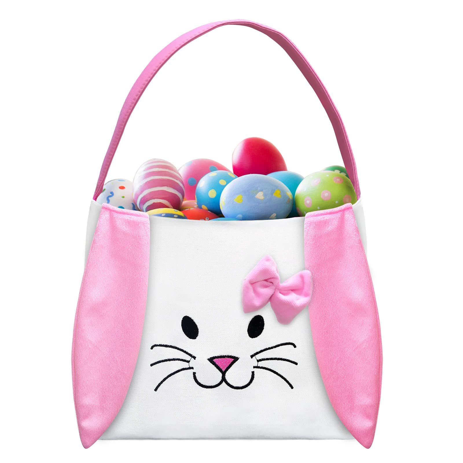 Ekoropshop Easter Basket Egg Bags for Kids Personalized Candy Egg Basket Rabbit with Fluffy Ears Gifts Bags for Easter Party Favor