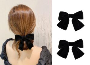 black velvet mini hair bows for women girls, classy short tail bow hair ties, cute duckbill clip headdress decor, back to school outfits, cute hair styling accessories for teen toddler girl stuff