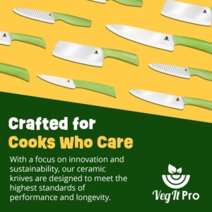 VegItPro 4” Vegetable Knife for Kitchen, Sharp Ceramic Knife With Ergonomic Handle, Non-Reactive Cutting Knife for Vegetables & Fruits, Professional Chef Knife with Ceramic Blade, Gift-Ready Knives