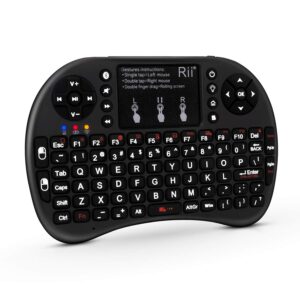 rii mini wireless bluetooth keyboard with touchpad, support bluetooth +(rf) 2.4ghz wireless connection for smartphones, pc, tablet, laptop tv box ios android windows mac.black