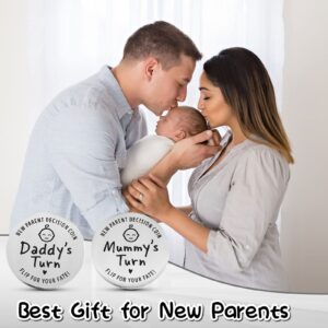 BBXWANG Pregnancy Gifts for First Time Moms, Double-Sided Metal Decision Coin Gifts for New Mom, Gifts for New Parents, Mom, Dad