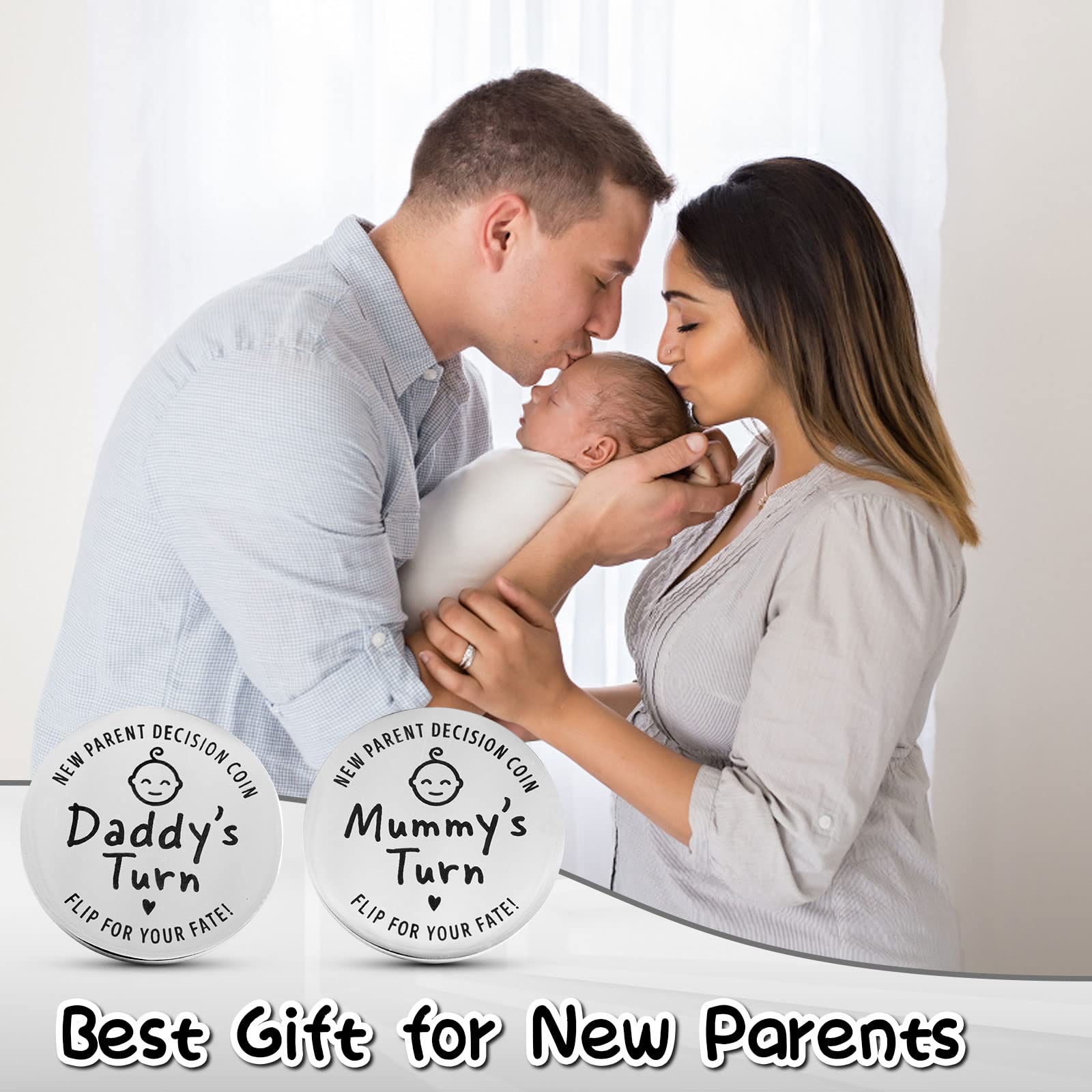 BBXWANG Pregnancy Gifts for First Time Moms, Double-Sided Metal Decision Coin Gifts for New Mom, Gifts for New Parents, Mom, Dad