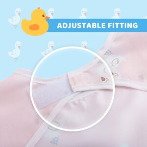 Little Dimsum Mess-Proof Baby Bibs|Infant Toddler Long Sleeve Waterproof Feeding Art Smock|Catching Food & Wipe Clean| Pack of 2 Colors Duck&sheep