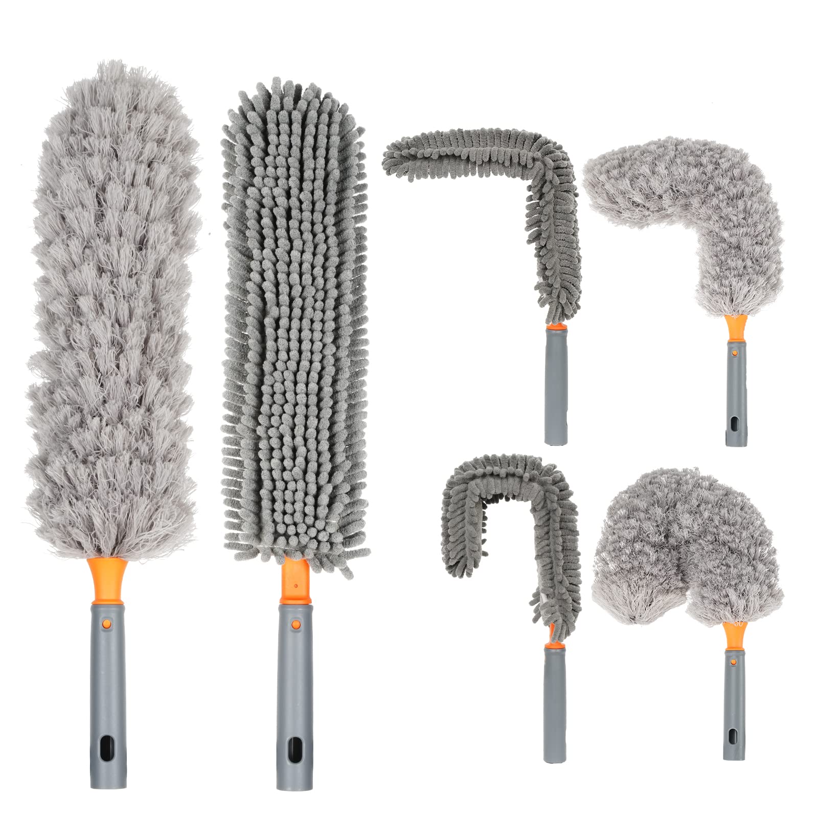 eazer Dusting Attachments 3-Piece kit for eazer Extension Pole or by Hand, Including Microfiber Feather Duster, Chenille Cleaning Duster, Triangle Duster, for Dust Cleaning (Pole Sold Separately)