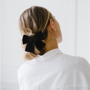 Black Velvet Mini Hair Bows for Women Girls, Classy Short Tail Bow Hair Ties, Cute Duckbill Clip Headdress Decor, Back to School Outfits, Cute Hair Styling Accessories for Teen Toddler Girl Stuff