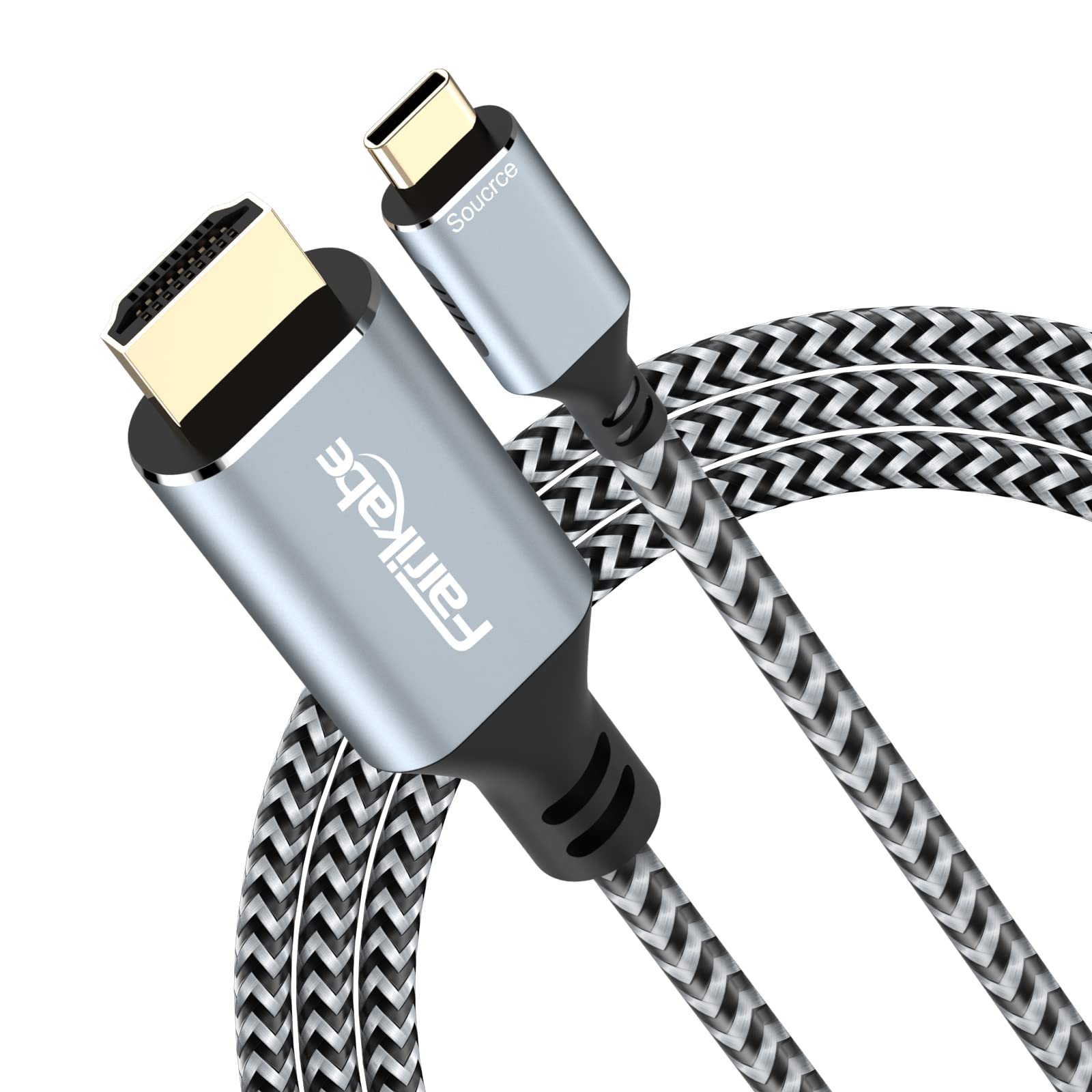 fairikabe USB C to HDMI Cable 4K@60Hz, 6.6FT USB Type C to HDMI Adapter Cable Thunderbolt 3 Compatible, for MacBook Pro/Air, iPad Pro 2020/2021, iPad Air 4,iMac, Surface Pro, Dell XPS