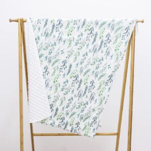 Crib Sheet and Baby Blanket, Green Leaf