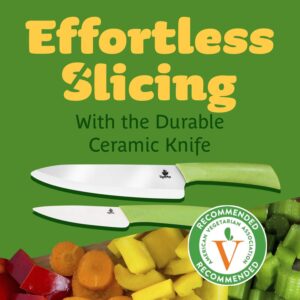 VegItPro 4” Vegetable Knife for Kitchen, Sharp Ceramic Knife With Ergonomic Handle, Non-Reactive Cutting Knife for Vegetables & Fruits, Professional Chef Knife with Ceramic Blade, Gift-Ready Knives