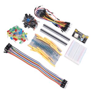 Electronic Component Kit Assortment Breadboard Capacitor Resistor PCB + Metal Basic Electronic Starter Kit One-Stop Learning Electronics and Programming Tools for