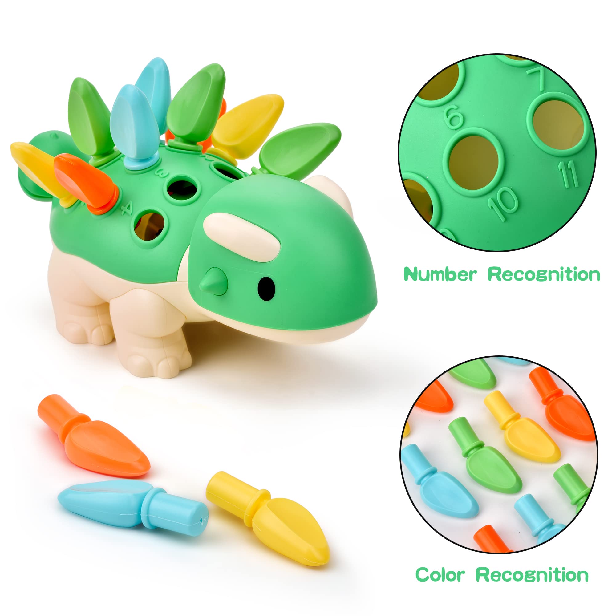 BAHIAKLO Baby Dinosaur Montessori Toy, 6 12 9 18 Months Old Toddler Learning Toy, Development Fine Motor Sensory Toy, Baby Gifts for 1 2 One Two Year Old Baby Boy Girl