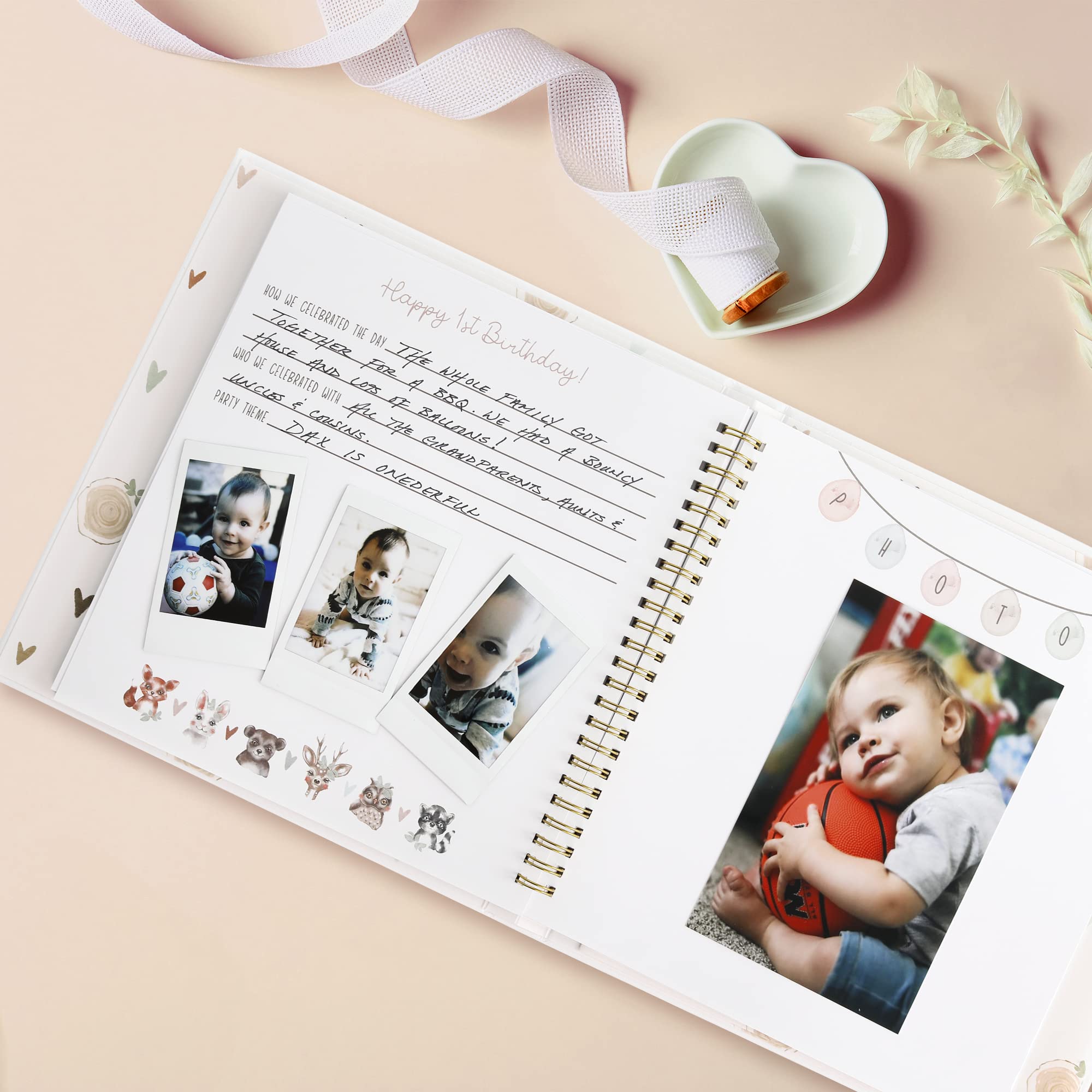 Timeless Woodland Baby Memory Book - Gender Neutral First 5 Year Scrapbook to Record Milestones from Birth to Age 5