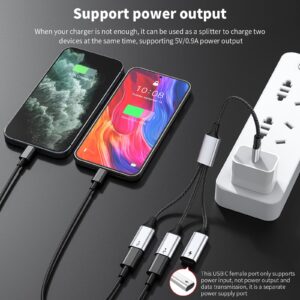 USB C to USB C Female Adapter USB Splitter Y Cable,(NOT for Monitor) USB C Male to 3 USB-C Female Cord Converter,3 Port Hub Charger Power Split Adapter for Mac,Xbox One Series X/S,PS5,Laptop