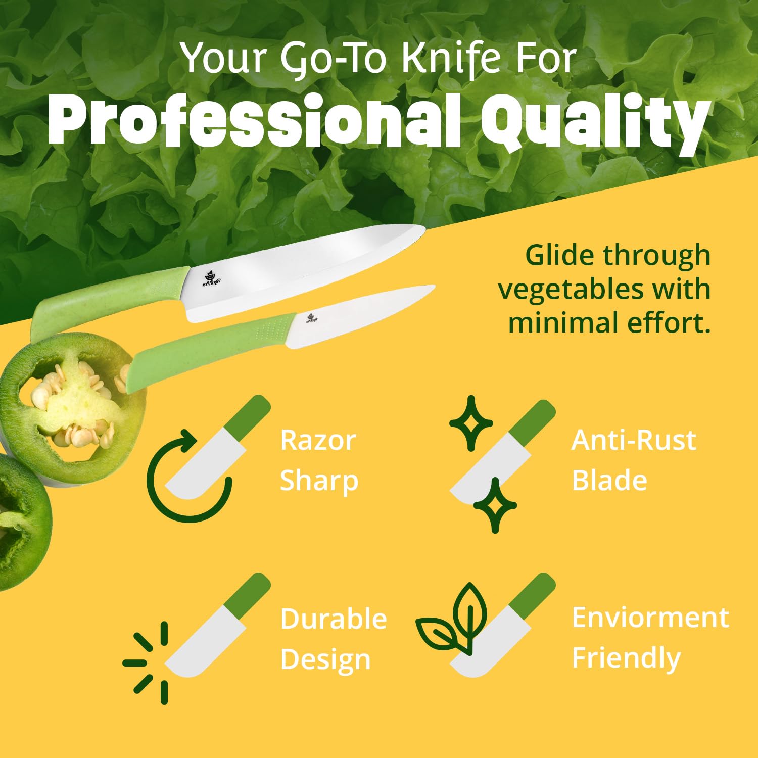 VegItPro Ceramic Knife Set 6” & 4”, Sharp Ceramic Knives With Ergonomic Handle, Non-Reactive Cutting Knives for Vegetables & Fruits, Professional Chef Knives with Ceramic Blade, Gift-Ready Knives