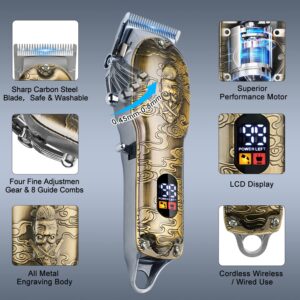 EHJYO Hair Clippers for Men Professional Cordless Hair Clippers, USB Rechargeable Clippers for Hair Cutting-LCD Display Gifts for Men Him