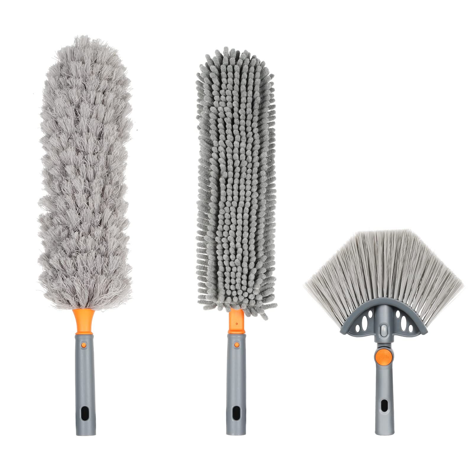 eazer Dusting Attachments 3-Piece kit for eazer Extension Pole or by Hand, Including Microfiber Feather Duster, Chenille Cleaning Duster, Triangle Duster, for Dust Cleaning (Pole Sold Separately)