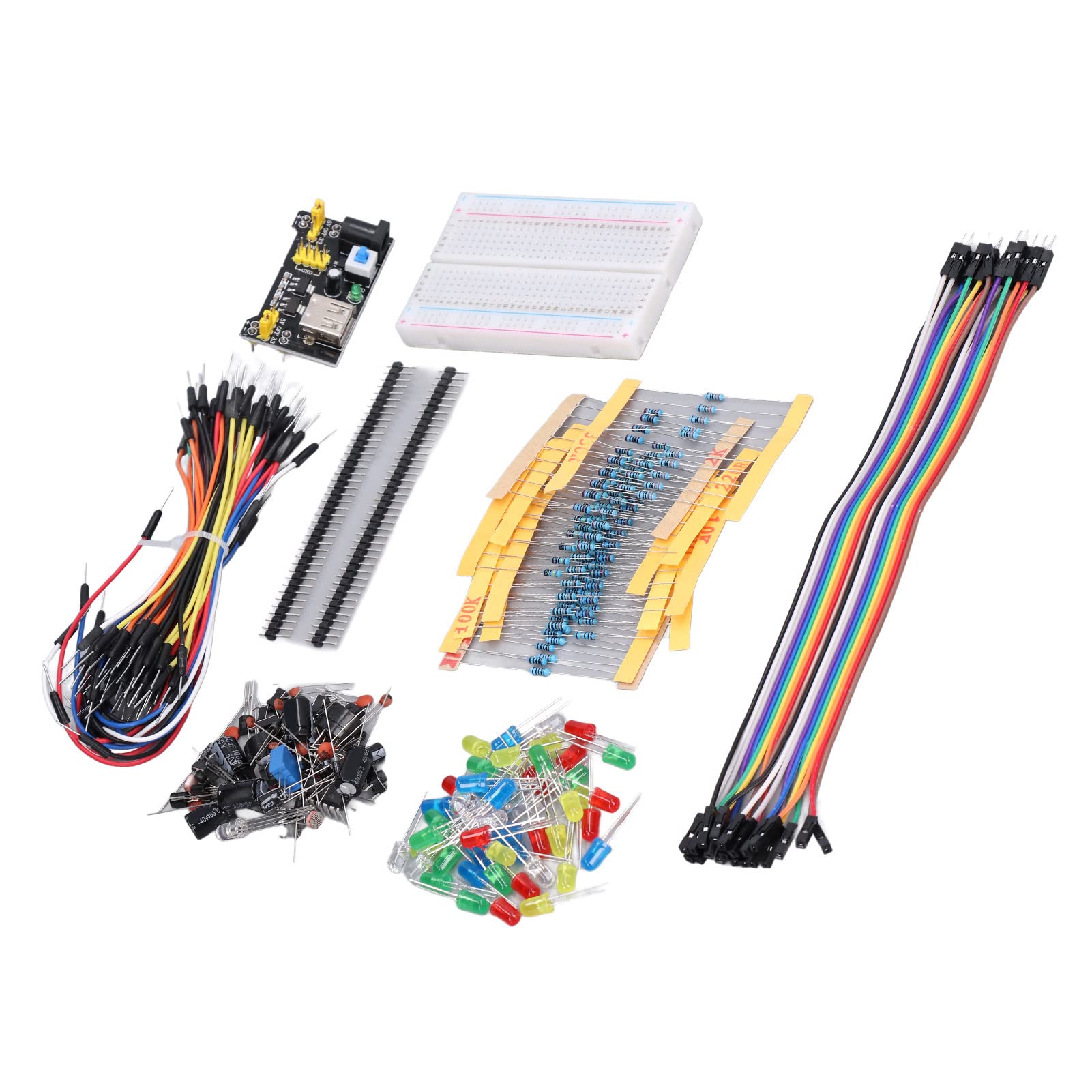 Electronic Component Kit Assortment Breadboard Capacitor Resistor PCB + Metal Basic Electronic Starter Kit One-Stop Learning Electronics and Programming Tools for