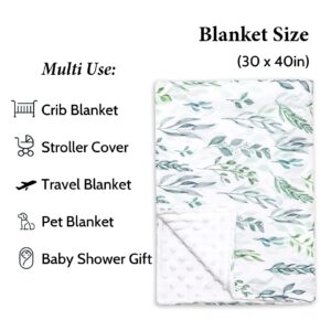 Crib Sheet and Baby Blanket, Green Leaf