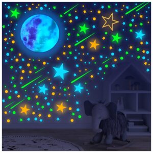 1572 pcs glow in the dark stars planets moon for ceiling kids bedroom wall decals wallpaper set, bed room asserories, 3 colors galaxy luminous stickers cute stuff for living room and party decorations