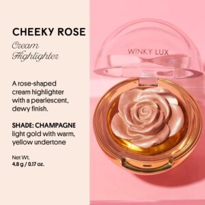 Winky Lux Cheeky Rose, Cream Highlighter with Vitamin E, Gold Highlighter, Makeup Highlighter, Champagne