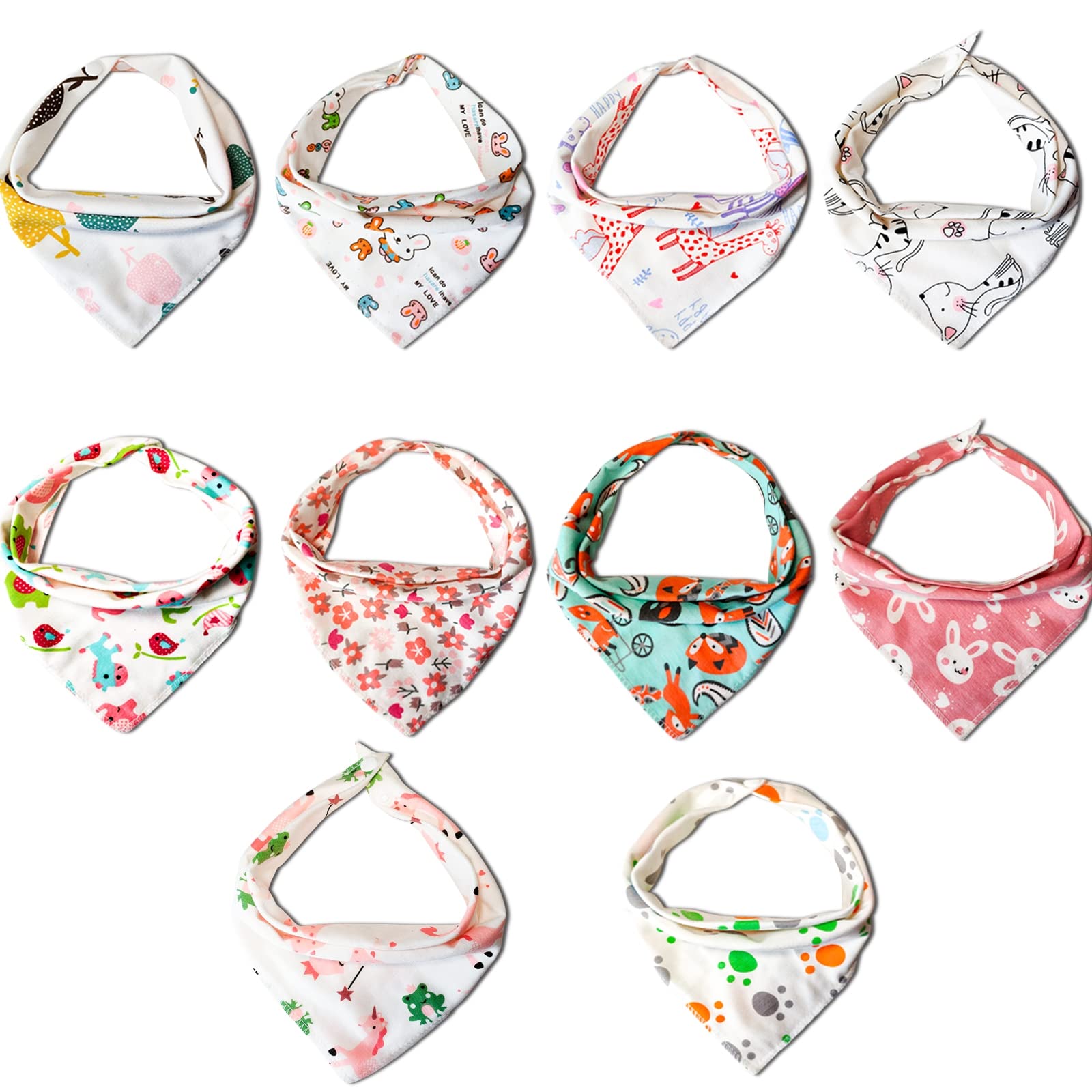 Setaria Viridis Baby Drool Bibs- 10 Pack Baby Bandana Bibs for Drooling and Teething 100% Cotton Bibs Soft and Absorbent for Newborn Baby (Girl)