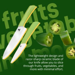 VegItPro 4” Vegetable Knife for Kitchen, Sharp Ceramic Knife With Ergonomic Handle, Non-Reactive Cutting Knife for Vegetables & Fruits, Professional Chef Knife with Ceramic Blade, Gift-Ready Knives