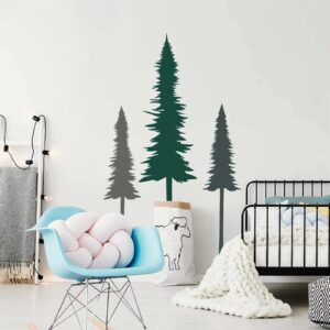 Large Pine Tree Wall Decals Evergreen Tree Wall Sticker Forest Art Nature Decor Removable Vinyl Stickers Woodland Tree Wall Decal Nursery Kids Bedroom Living Room Decorations