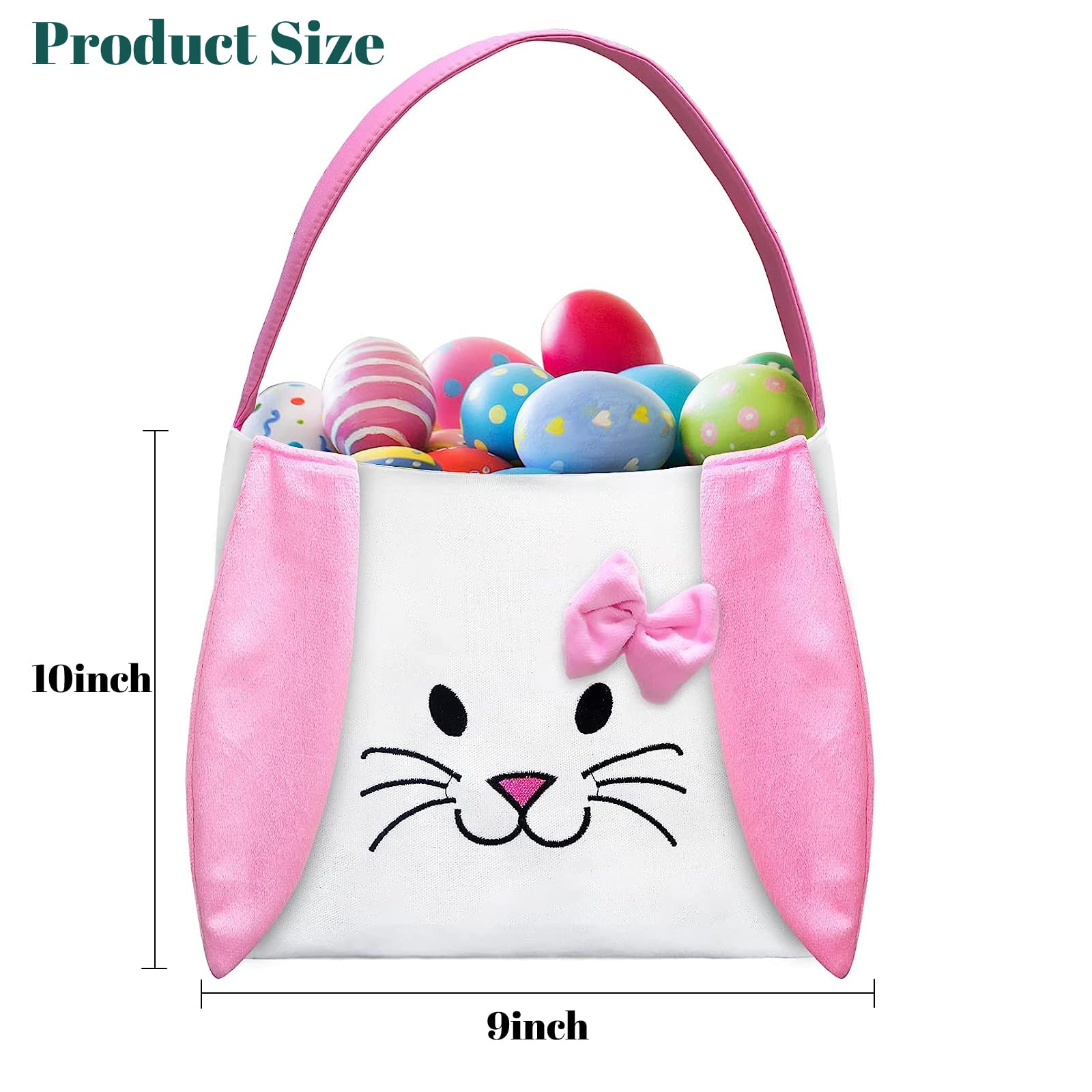 Ekoropshop Easter Basket Egg Bags for Kids Personalized Candy Egg Basket Rabbit with Fluffy Ears Gifts Bags for Easter Party Favor