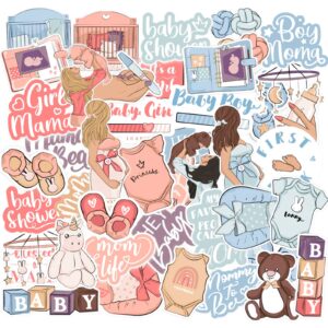 aloha sun ready to pop stickers for girl or boy planner scrapbook journal | pregnancy and baby shower stickers for calendars | newborn-themed decals for party favors gifts(46 pcs)